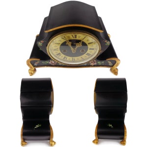 Antique Mantel Clock, Art Nouveau Mantel Clock, Black Hochler Clock ...