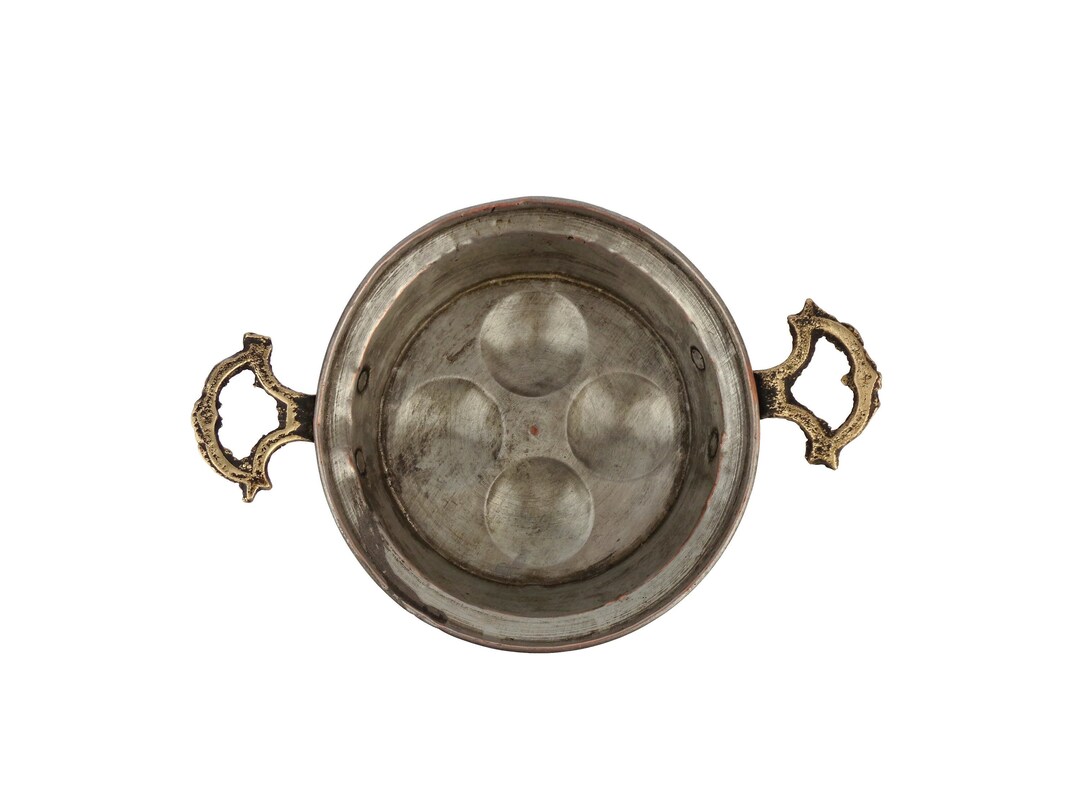 Antique Copper Egg Pan With Brass Handles, Cooking Snail Pan, 19th ...