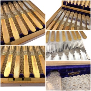 Vintage Cutlery Set With Original Box, Silver Plated Fish Forks and ...