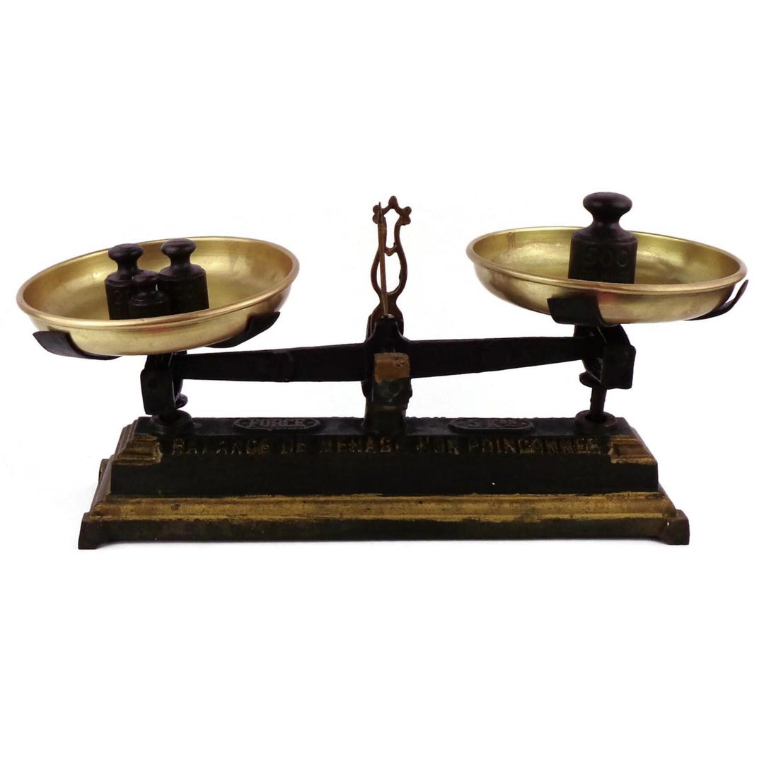 French Balance Scale With Weights, Antique Mass Scale France, Vintage ...