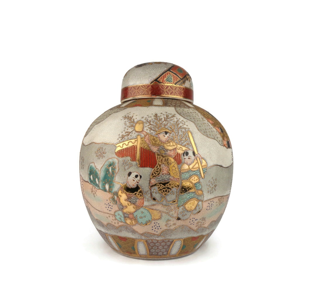 Antique Japanese Urn, Satsuma Ceramic Urn, Japanese Ceramic Urn, Hand ...