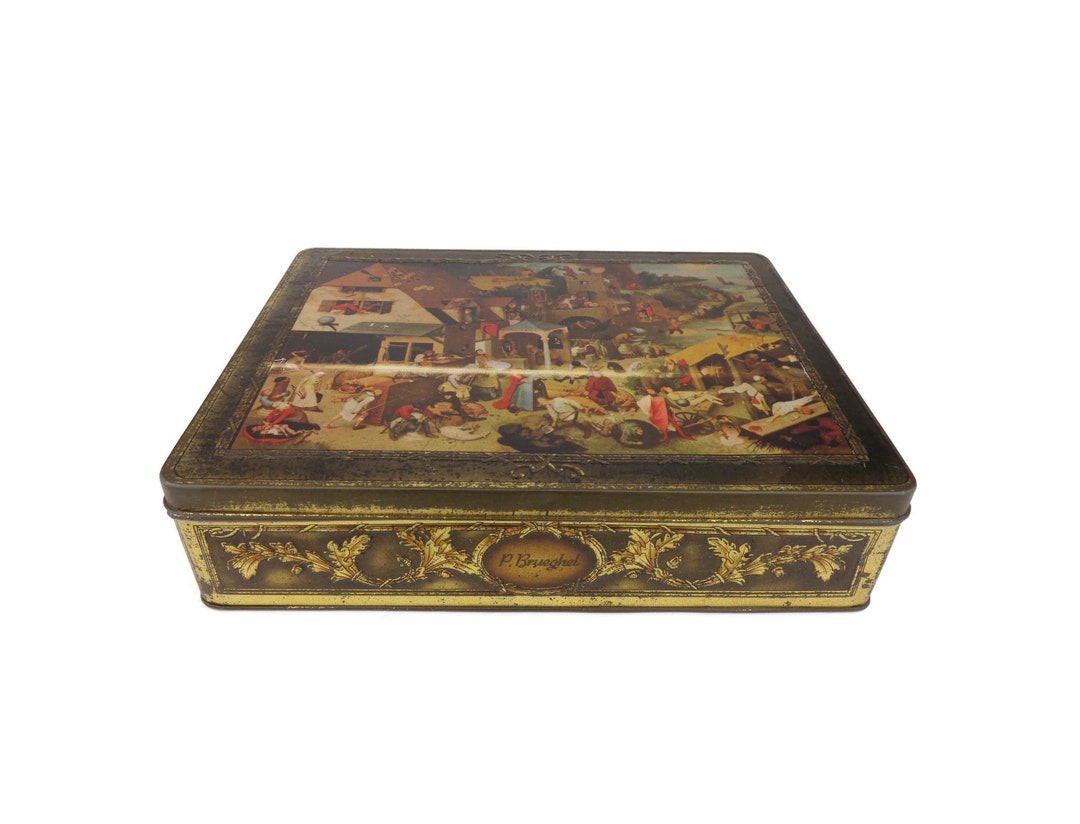 Vintage Large Biscuit Box Belgium, Collectible Biscuit Box, Tin Storage ...