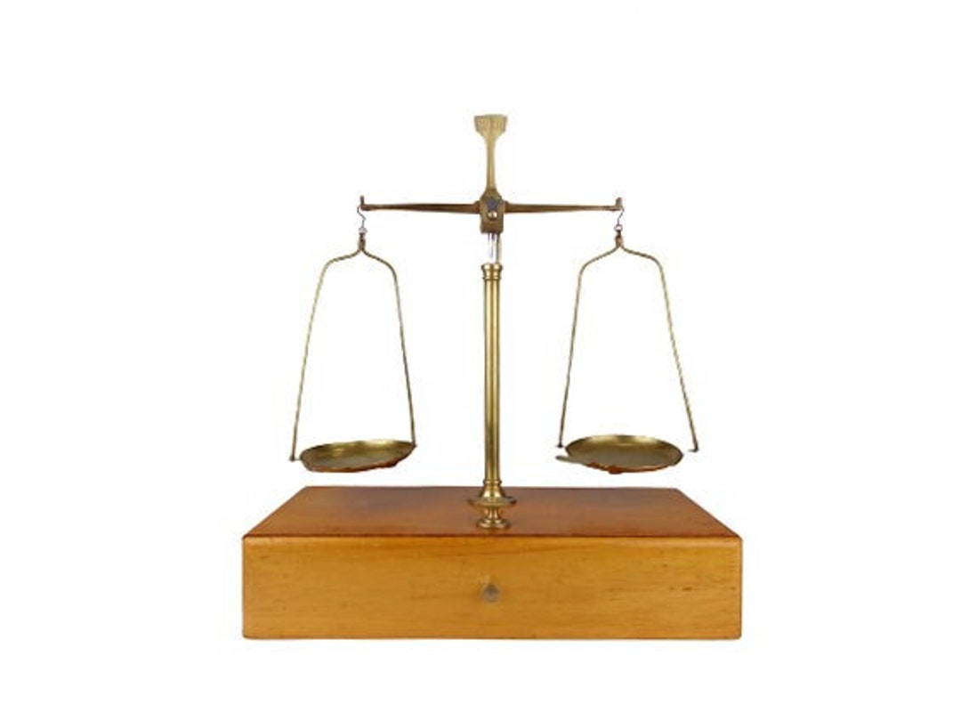 Antique Balance Scale With Wooden Box, Brass Balance Scale, Jewlry ...