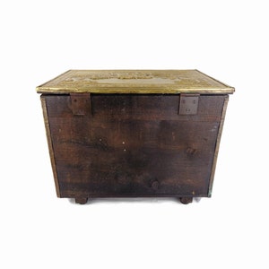 Antique Wooden Coal Scuttle With Brass Embossed Decoration, Fireplace ...