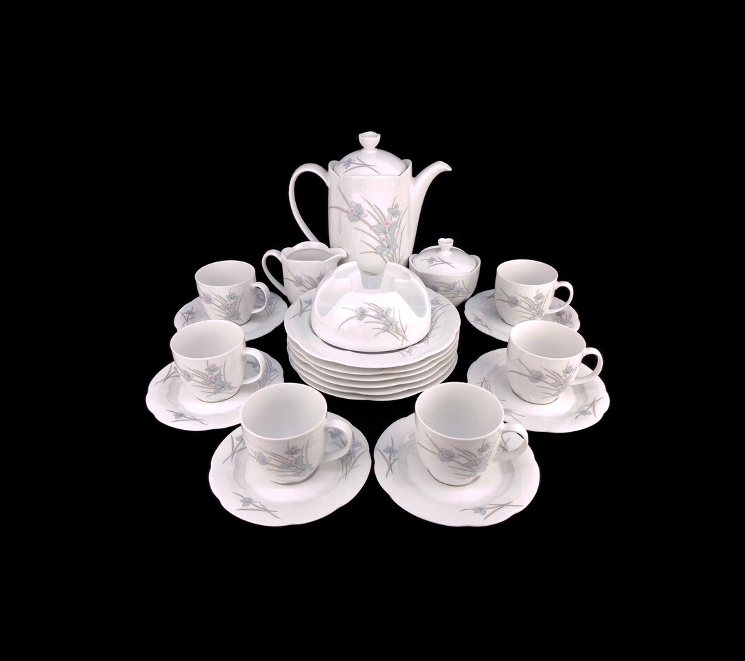 Vintage Porcelain Coffee Set, Bavarian Porcelain Coffee Tea Set, Porcelain Dessert Dinning Set ...