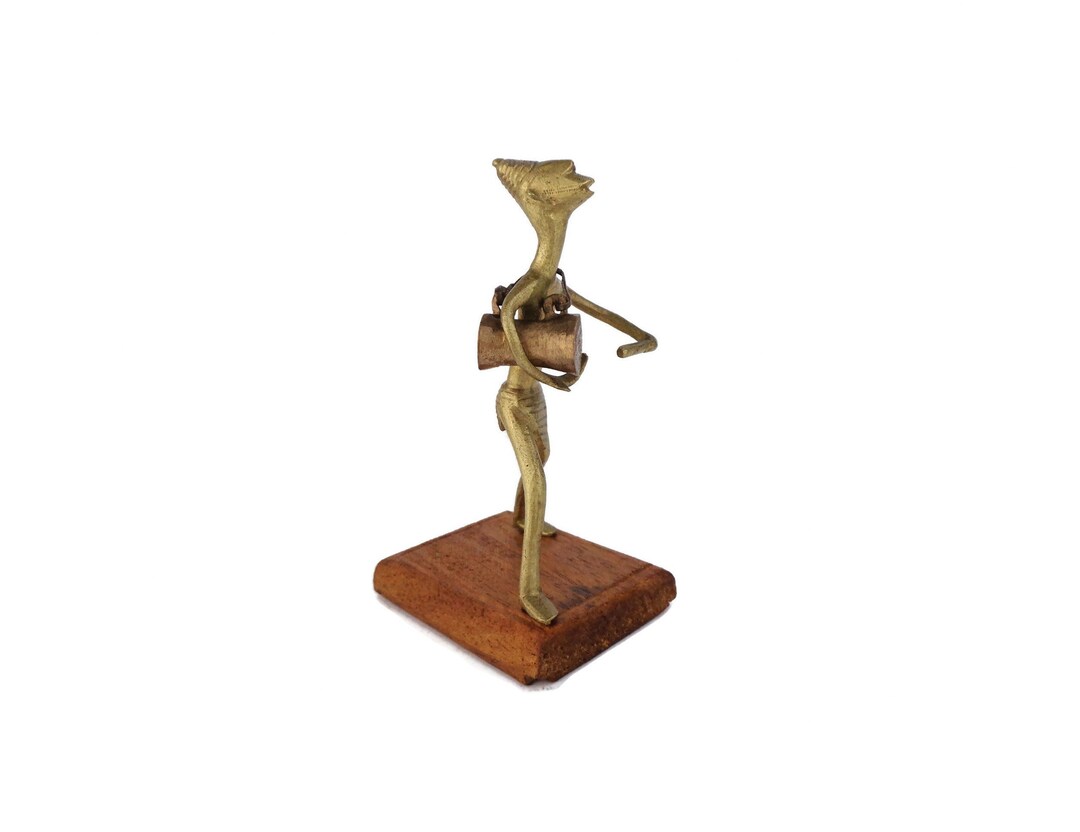 African Ritual Musician Brass Statue, African Folklore Musician ...