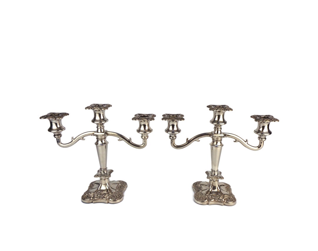 Antique Candle Holders England, Silver Plated Candlesticks, Silver ...
