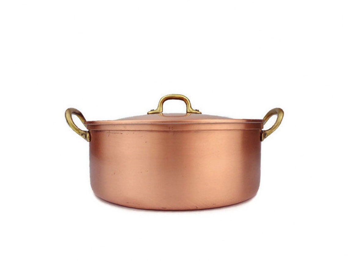 Vintage Copper Cooking Pot With Brass Handles Copper Cookware - Etsy