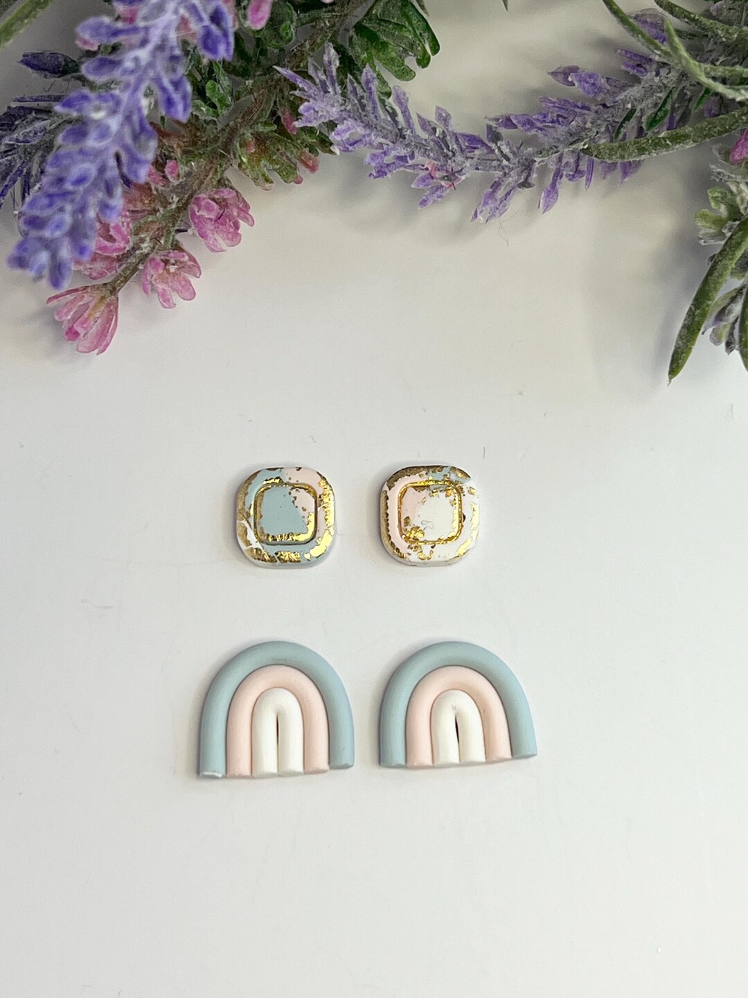 Rainbow Stud Earrings - Transgender Pride Flag Studs - Polymer Clay Stud Pack - Etsy