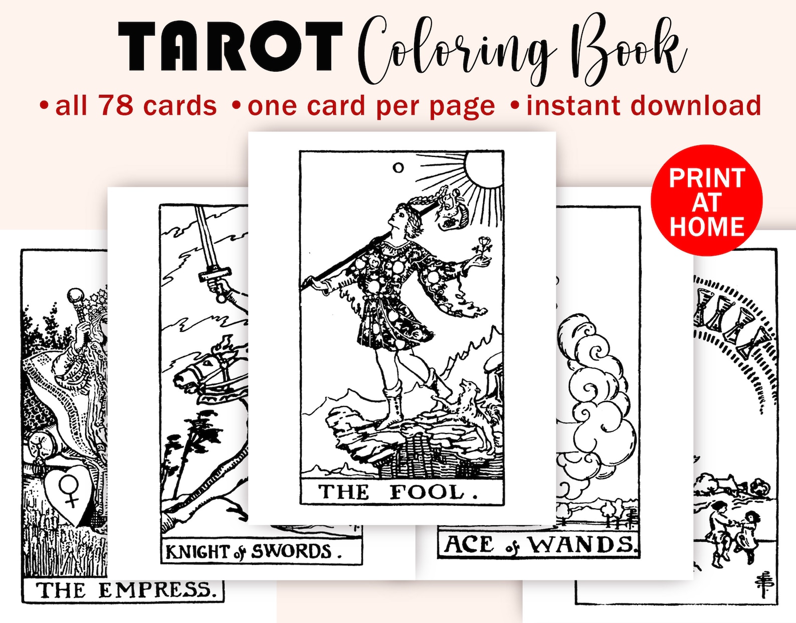 PRINTABLE Tarot Coloring Book, Color Your Own Cards, Tarot Journal ...
