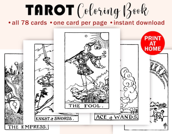 PRINTABLE Tarot Coloring Book Color Your Own Cards Tarot | Etsy