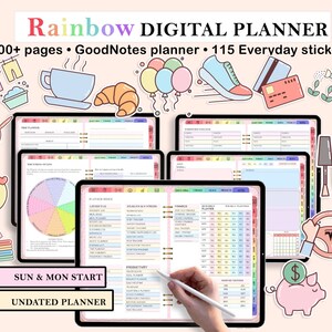 Rainbow Digital Planner Rainbow Undated Digital Planner - Etsy