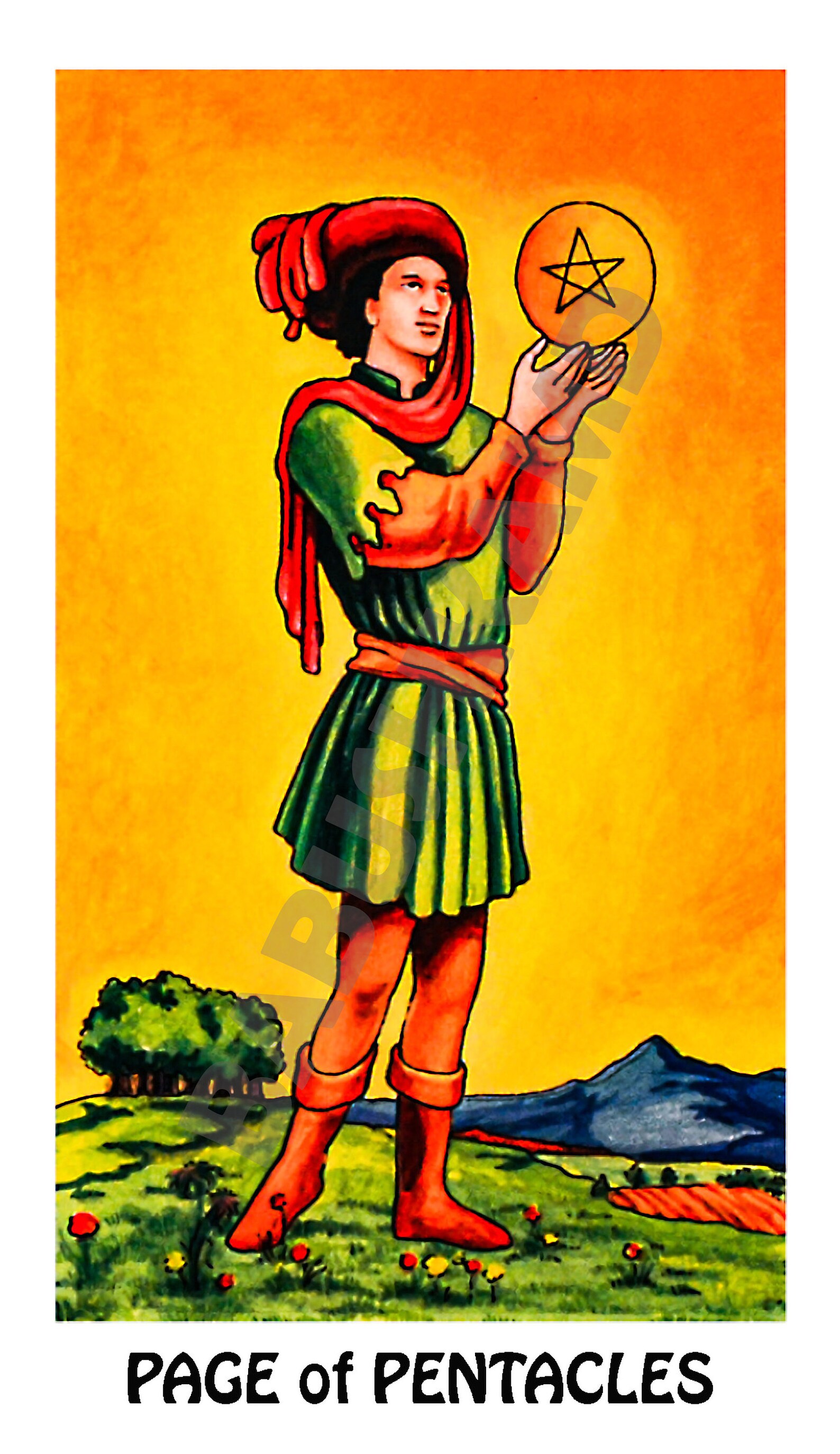 Printable Tarot Cards Minor Arcana Suit of Pentacles 14 - Etsy