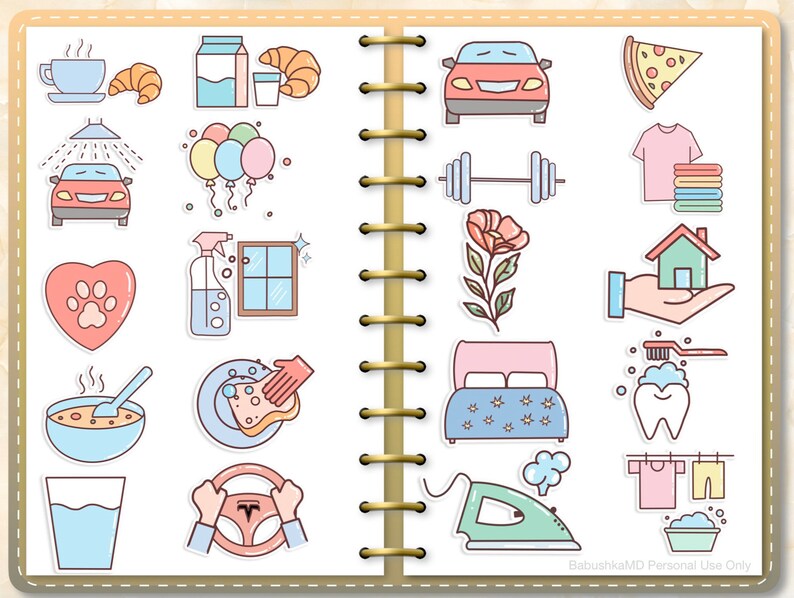 Everyday Life Digital Stickers Daily iPad Stickers - Etsy