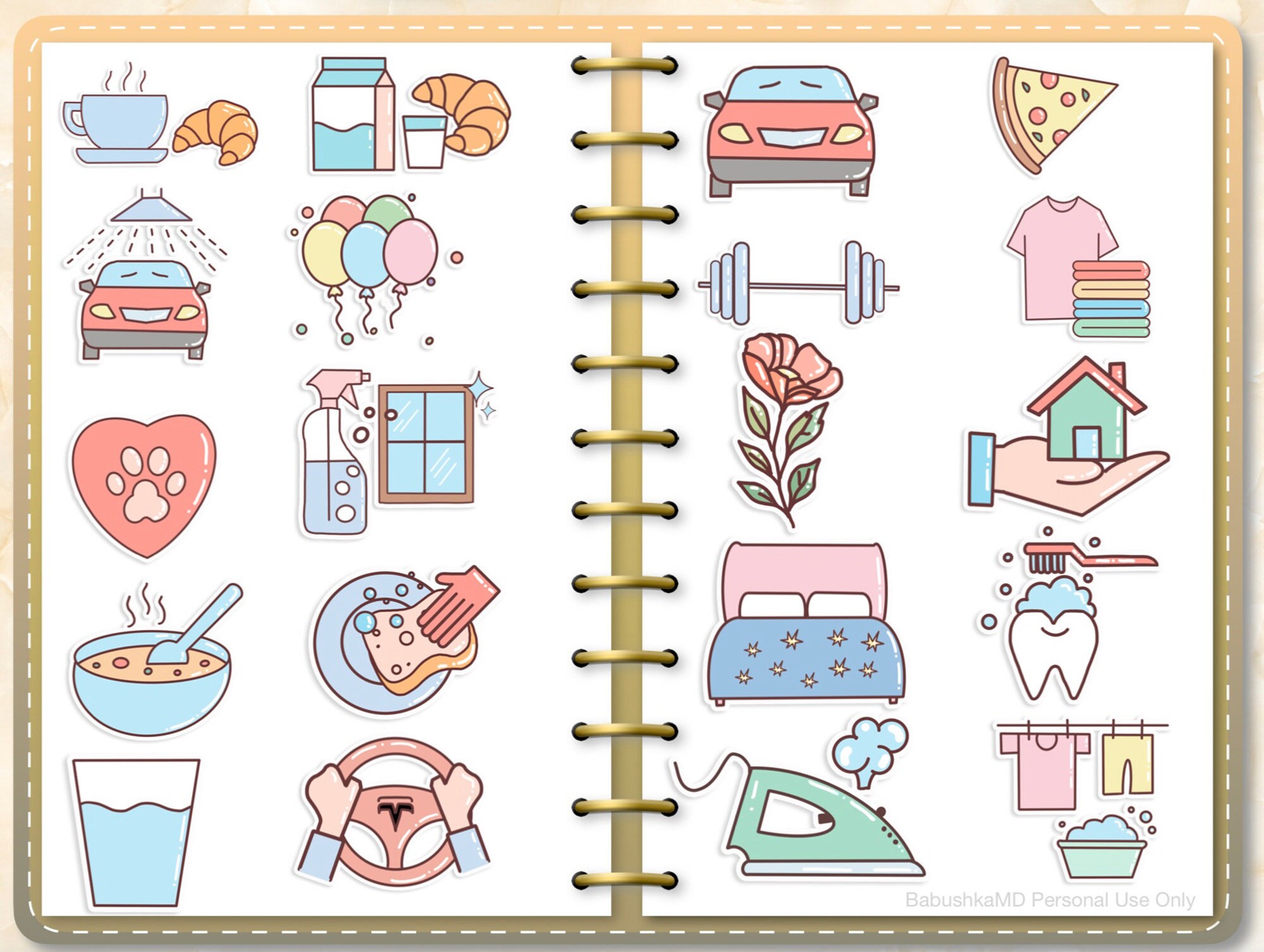 Everyday Life Digital Stickers Daily iPad Stickers - Etsy