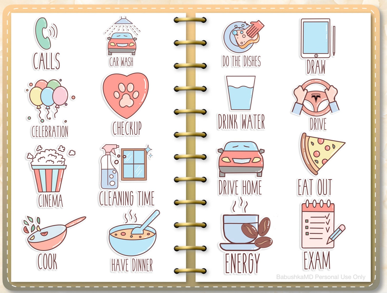 Everyday Life Digital Stickers Daily iPad Stickers - Etsy