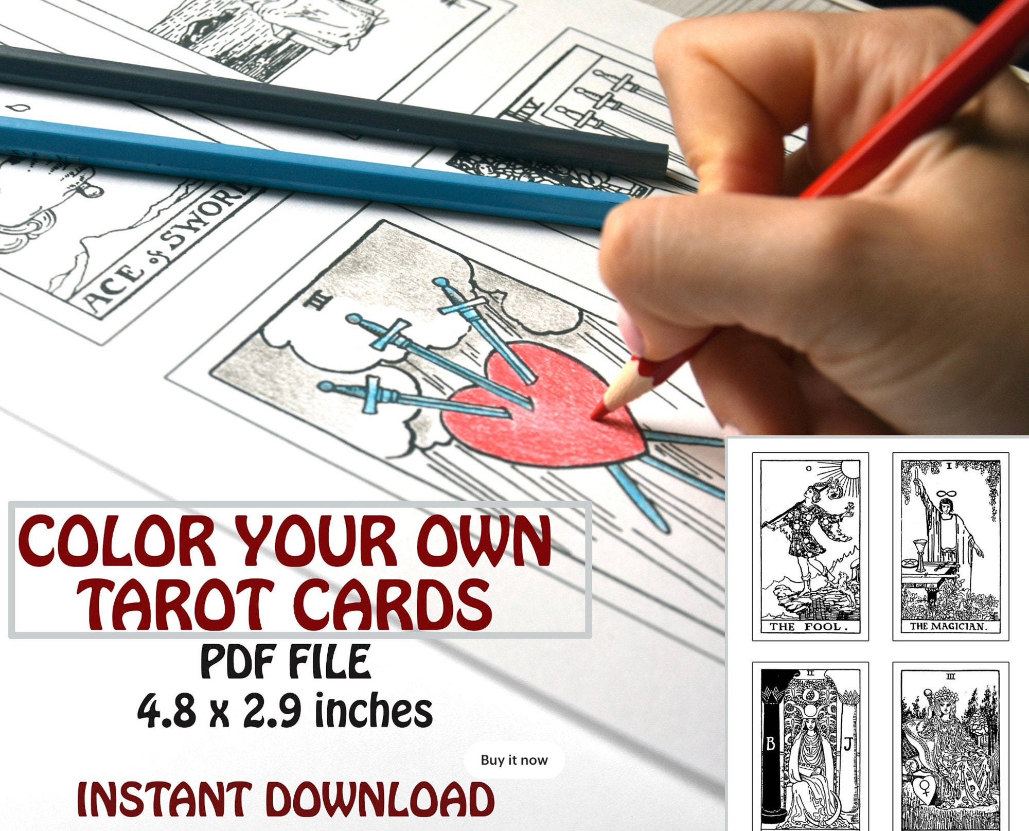 All Tarot Printable Files in Shop, Printable Tarot Cards, Tarot ...