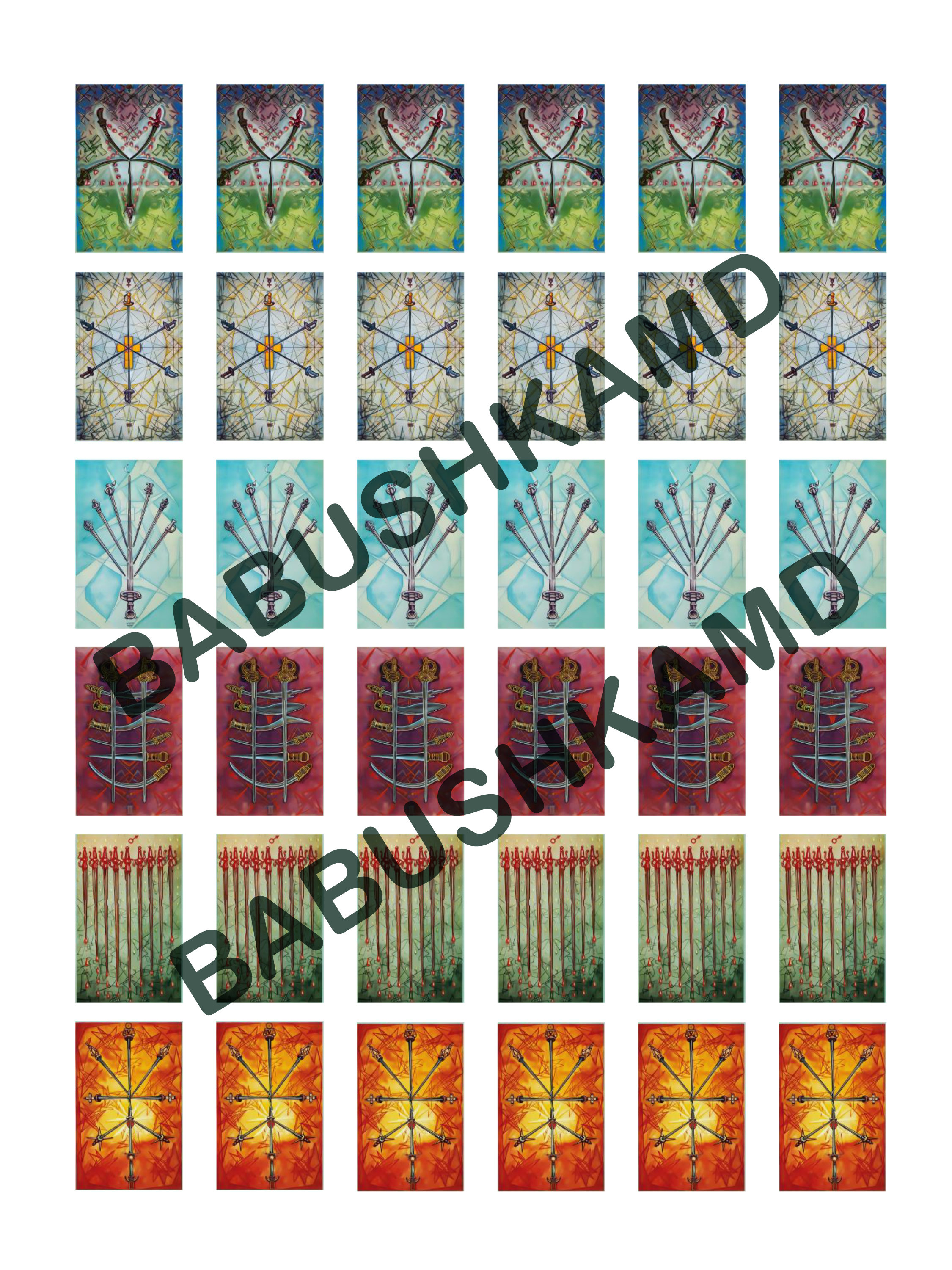 Printable Thoth Tarot Stickers: Borderless Mini Cards (PDF) - Etsy