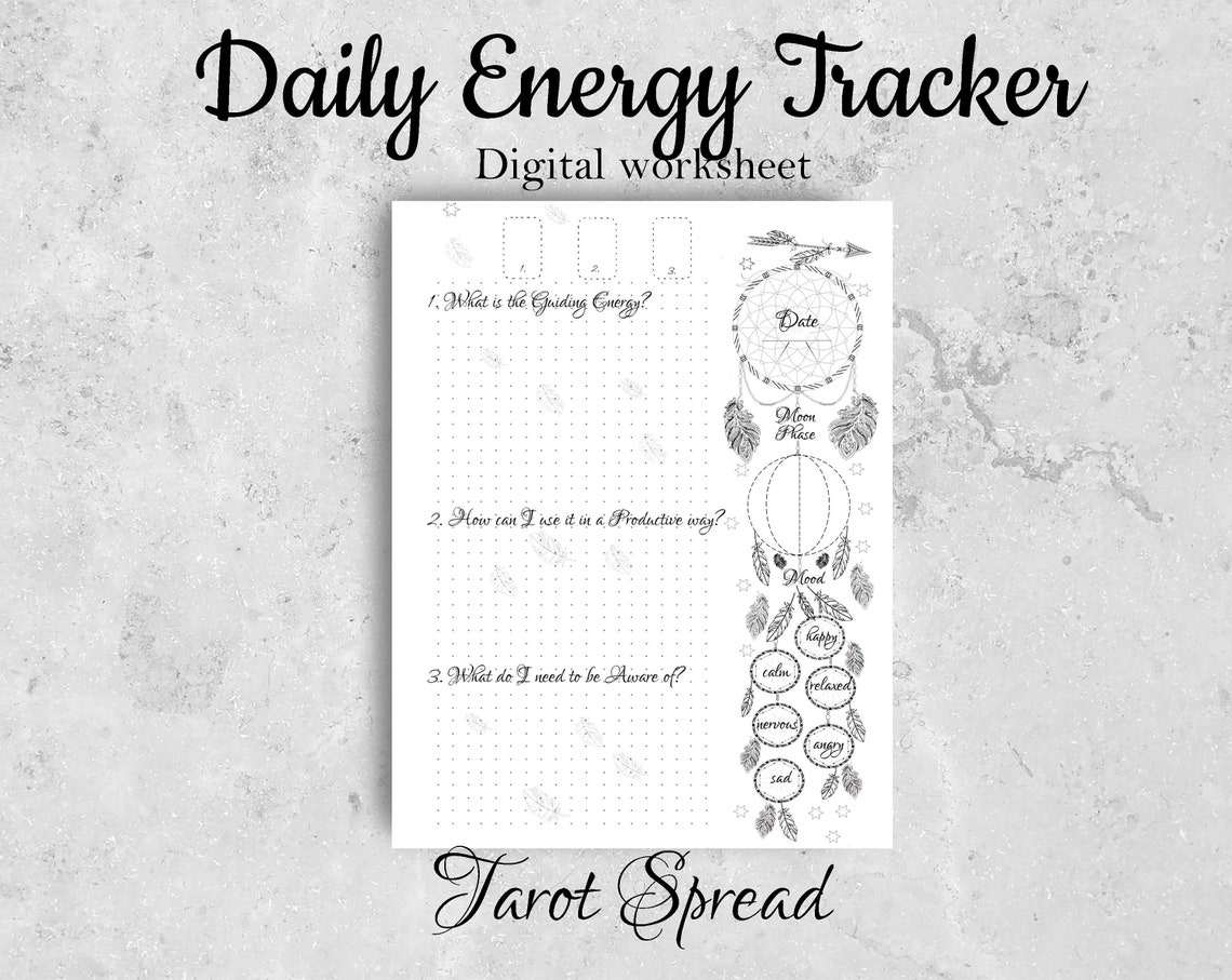 DAILY ENERGY Tarot Tracker Spread Printable Tarot Worksheet Tarot ...