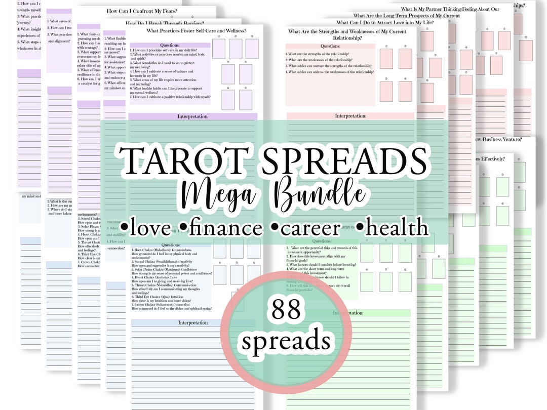 88 Tarot Spreads: Printable Worksheet Bundle for Beginners (PDF) - Etsy