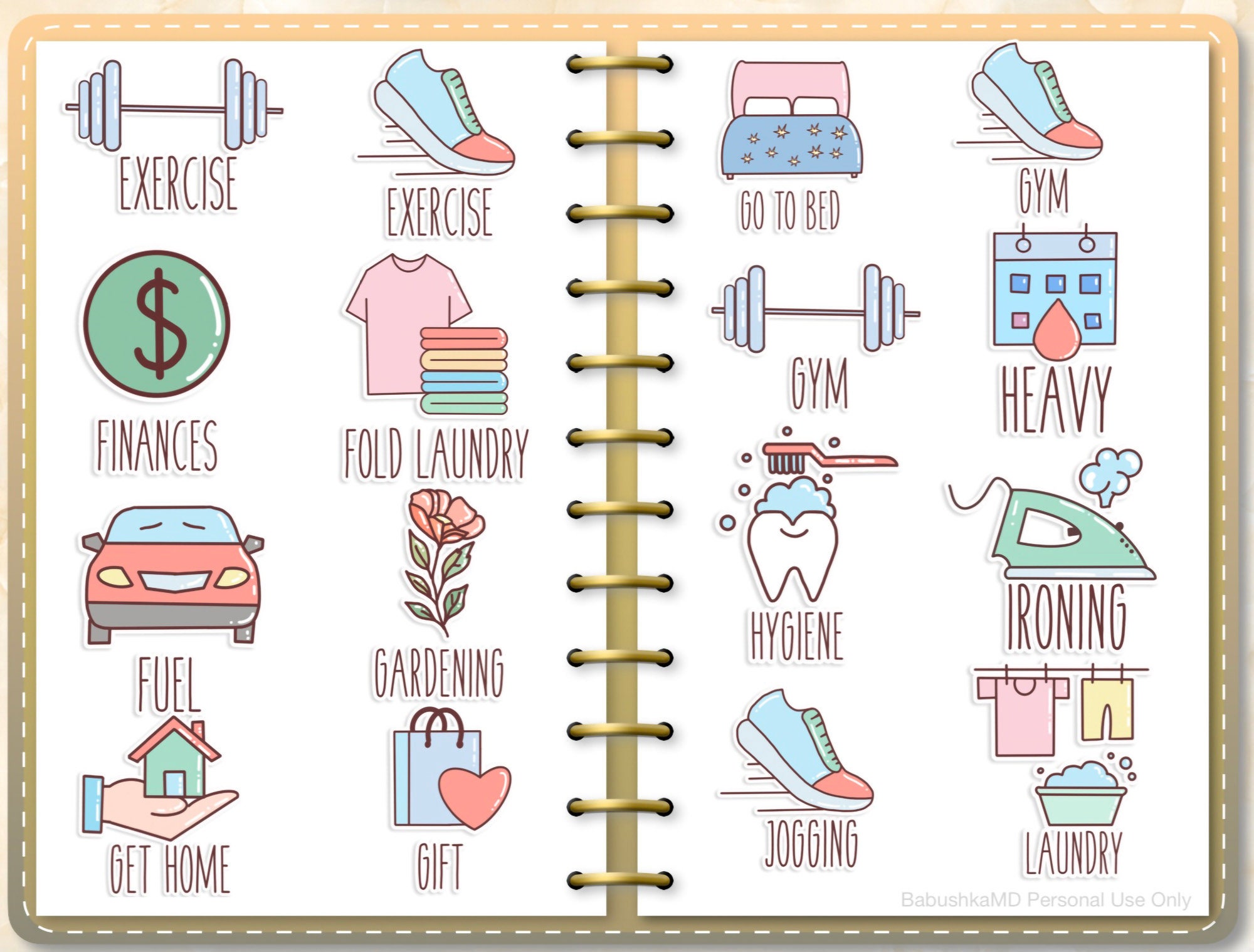 Everyday Life Digital Stickers Daily Ipad Stickers Etsy
