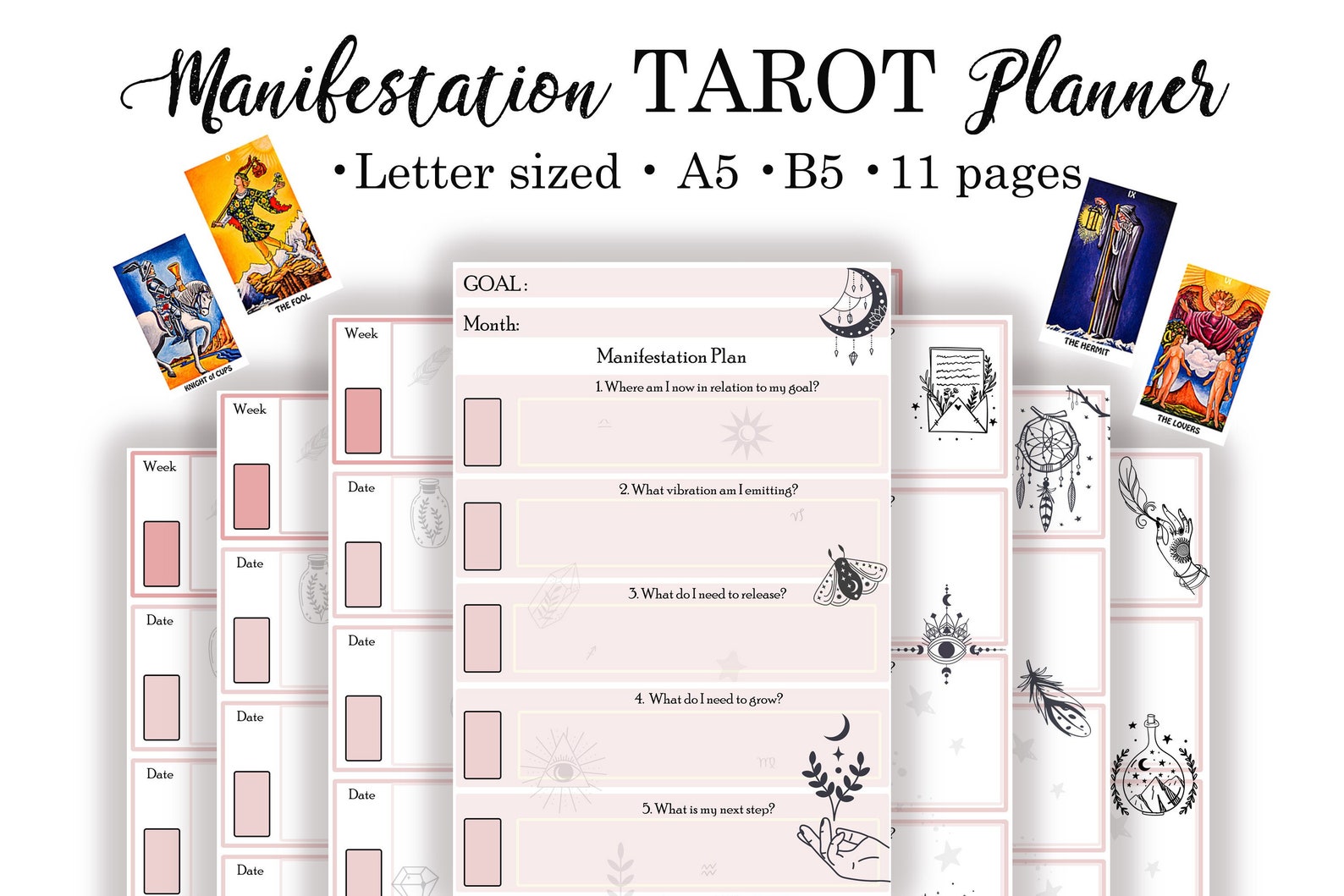 Tarot Planner Printable, Manifest Your Dreams, Law of Attraction ...