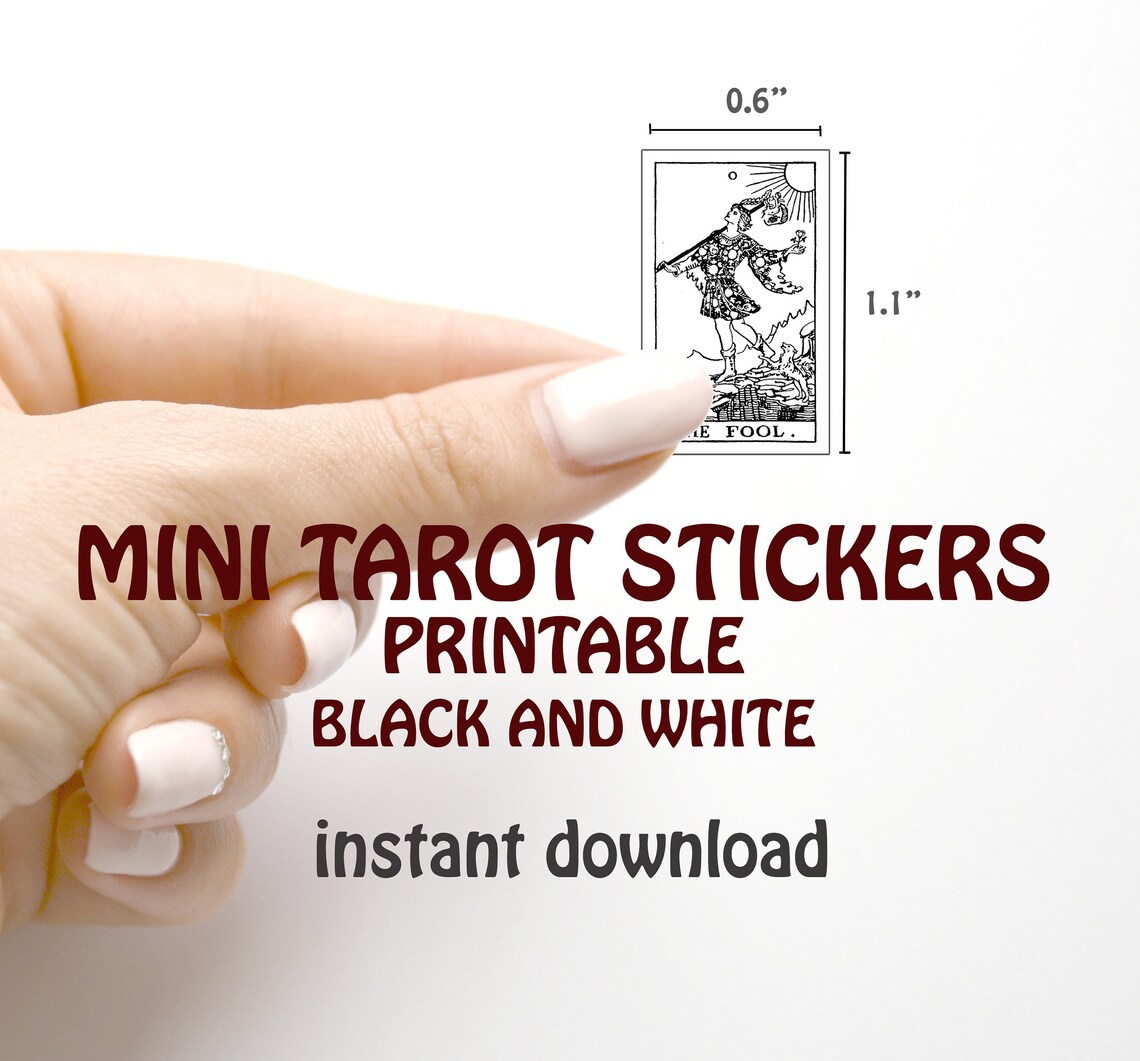 Tarot Stickers B/W Printable Tarot Journaling Instant | Etsy