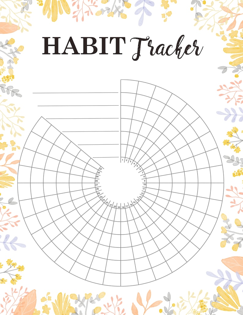 Habit Tracker Printable Round Chart Circle Initiative Tracker - Etsy