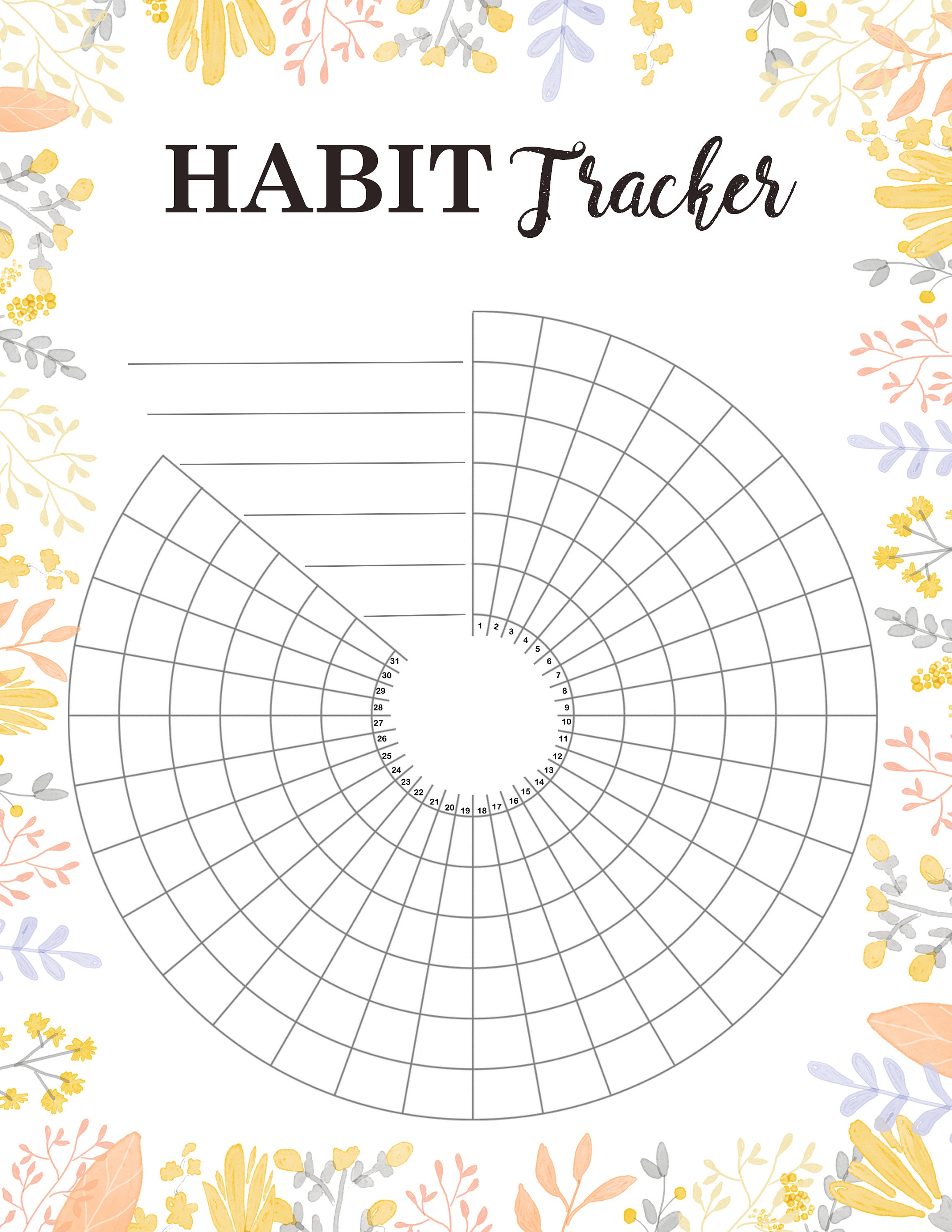 Habit Tracker Printable Round Chart Circle Initiative Tracker - Etsy