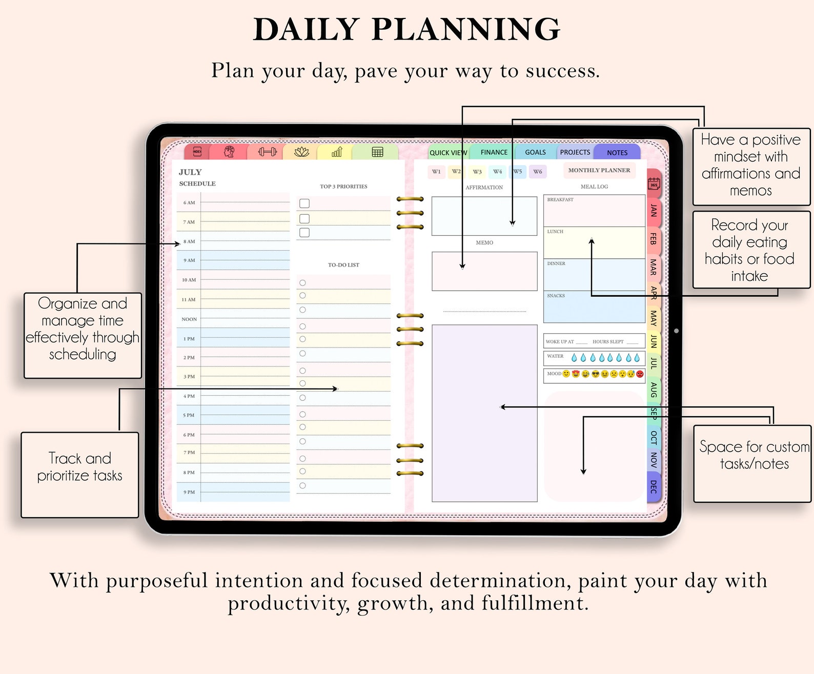 Rainbow Digital Planner Rainbow Undated Digital Planner - Etsy