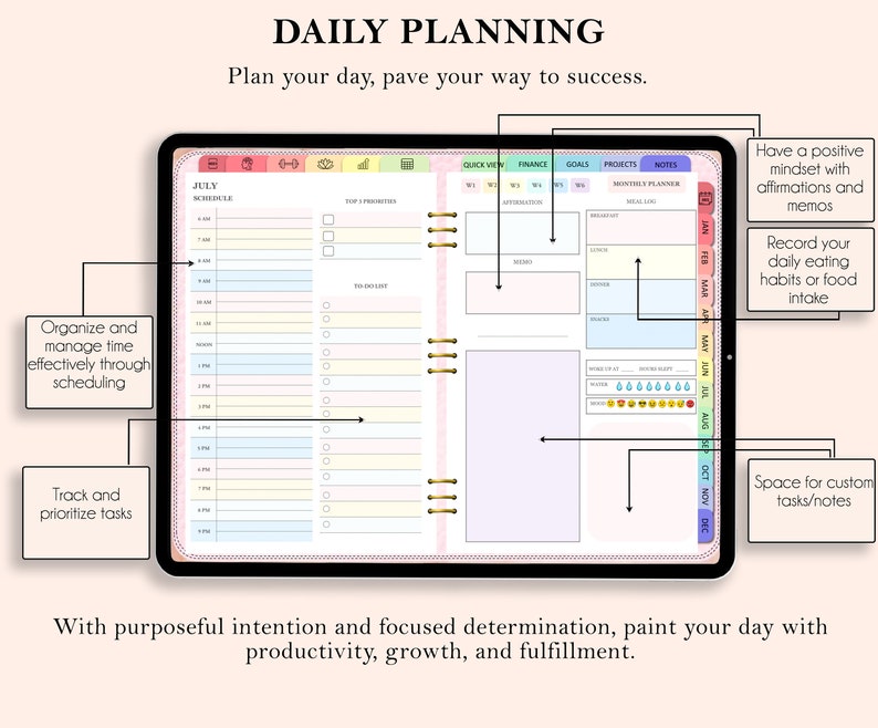 Rainbow Digital Planner Rainbow Undated Digital Planner - Etsy