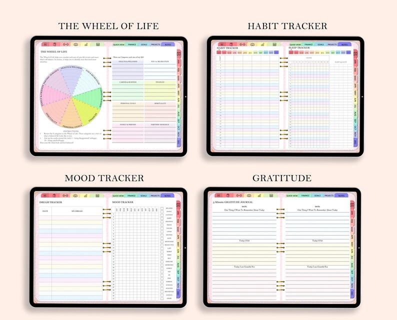 Rainbow Digital Planner Rainbow Undated Digital Planner - Etsy