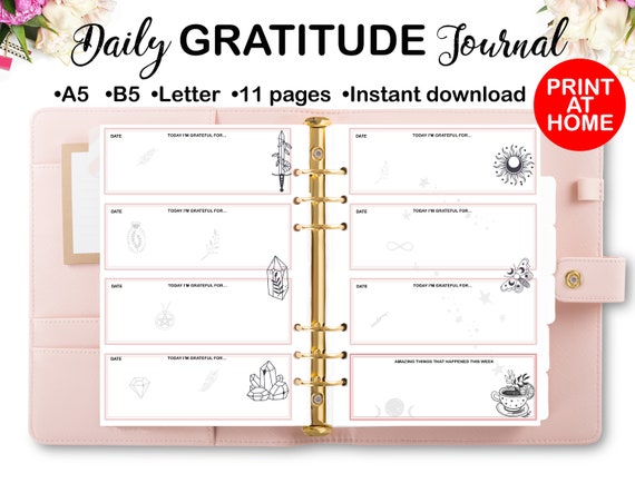 Gratitude Journal Printable 30 Day Self Care Journal Weekly - Etsy