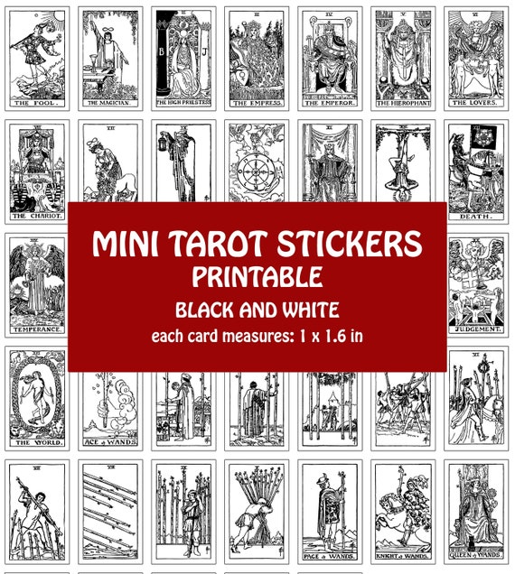 Tarot Stickers B/W Printable Tarot Journaling Instant | Etsy
