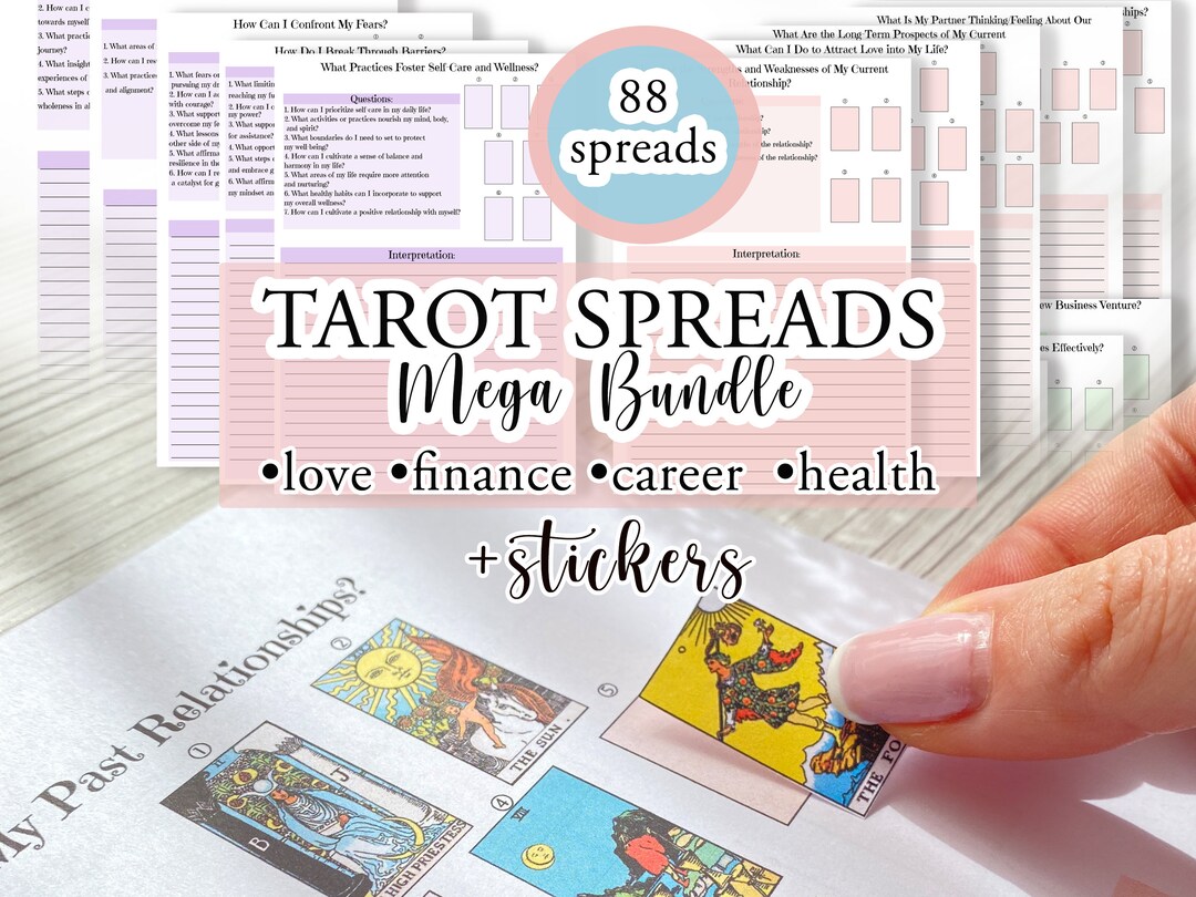 Tarot Spreads Bundle With Stickers - 88 Spreads for Your Tarot Journal ...