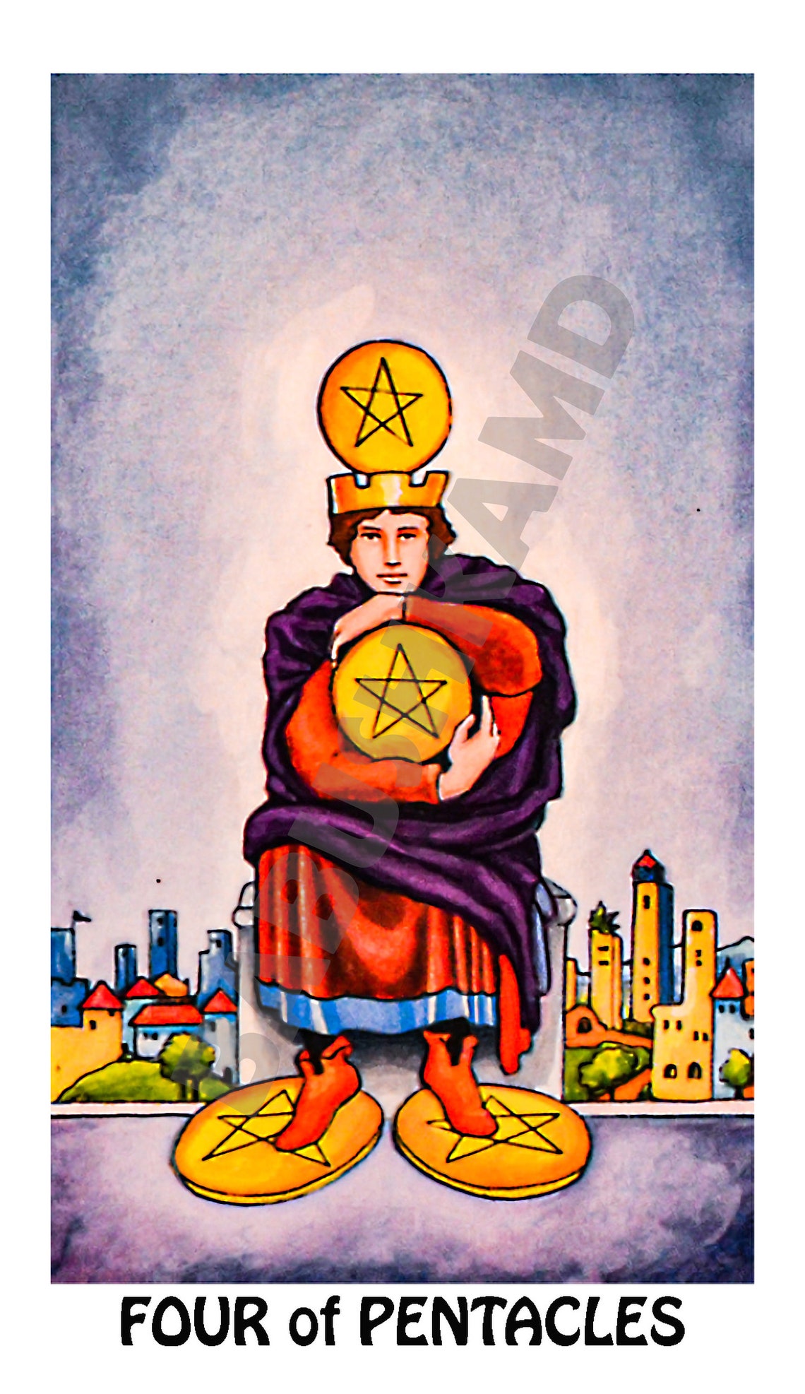 Printable Tarot Cards Minor Arcana Suit of Pentacles 14 - Etsy