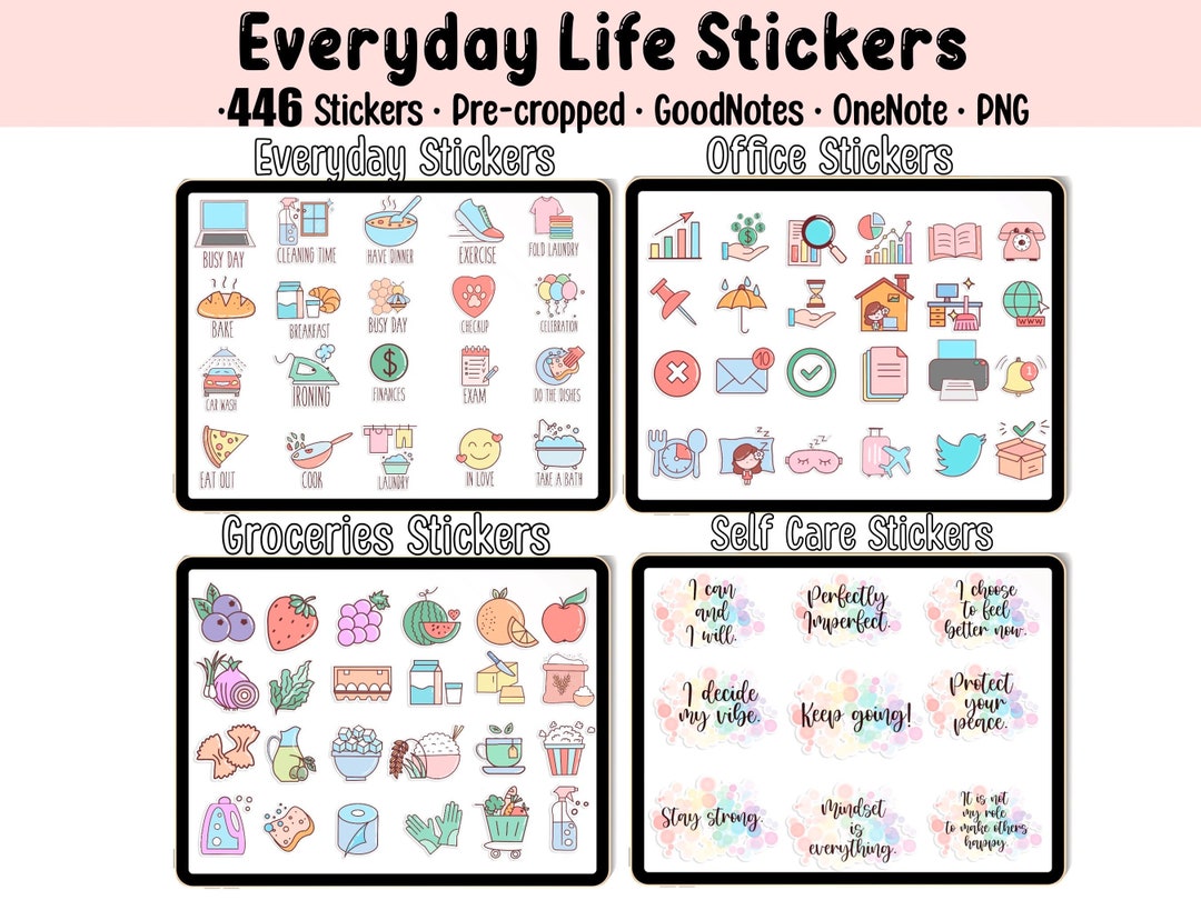 Everyday Life Digital Stickers, Office Stickers, Groceries Stickers ...