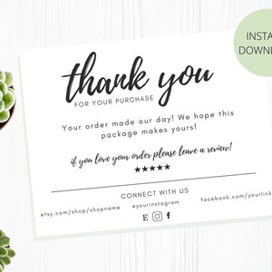 Editable Business Thank You Card | Instant Download Template ...