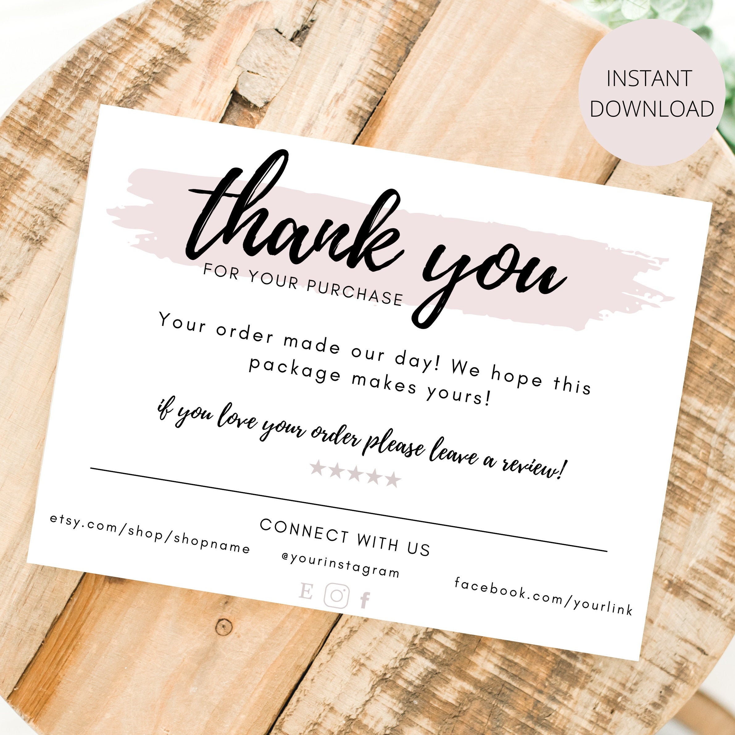 Editable Business Thank You Card | Instant Download Template ...