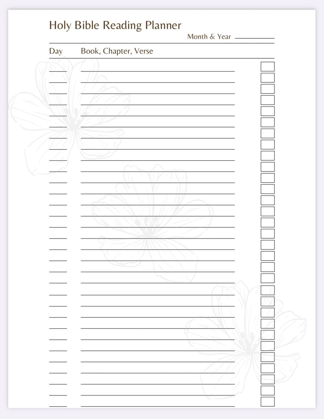 Printable Monthly Holy Bible Reading Planner Track Your Reading ...