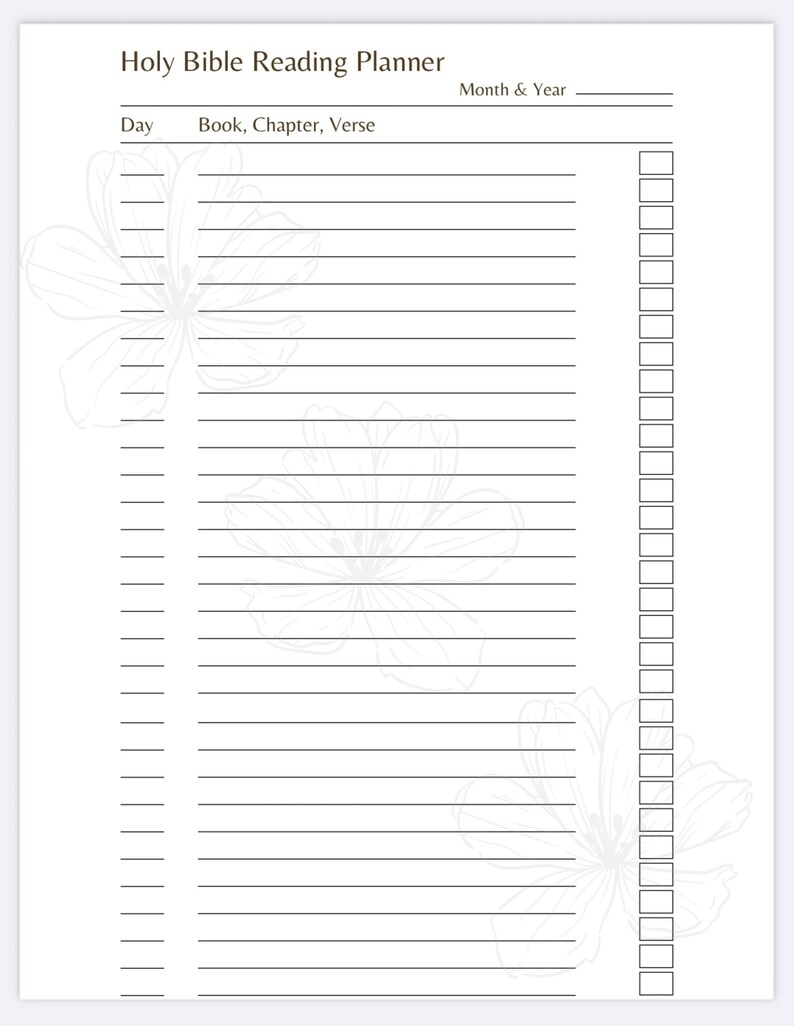 Printable Monthly Holy Bible Reading Planner Track Your Reading ...