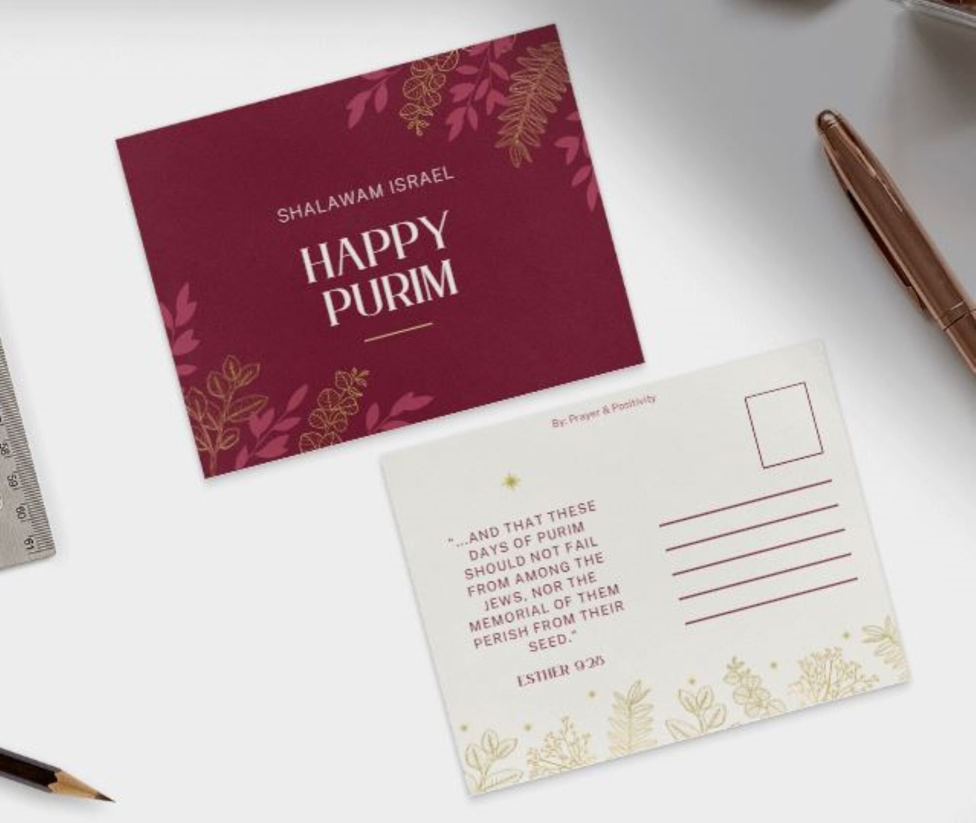 Biblical Holy Day Postcard: Happy Purim 25 5.5 X 4.35in Postcards W ...