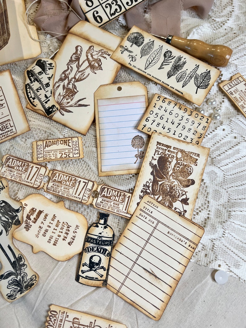 20 Piece Distressed Hand Stamped Emphermafussy Cuts Set Card Makingjunk ...