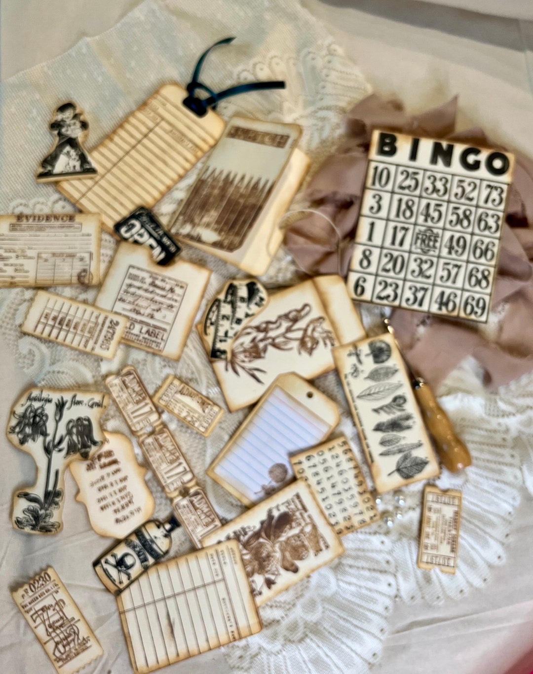 20 Piece Distressed Hand Stamped Emphermafussy Cuts Set Card Makingjunk ...