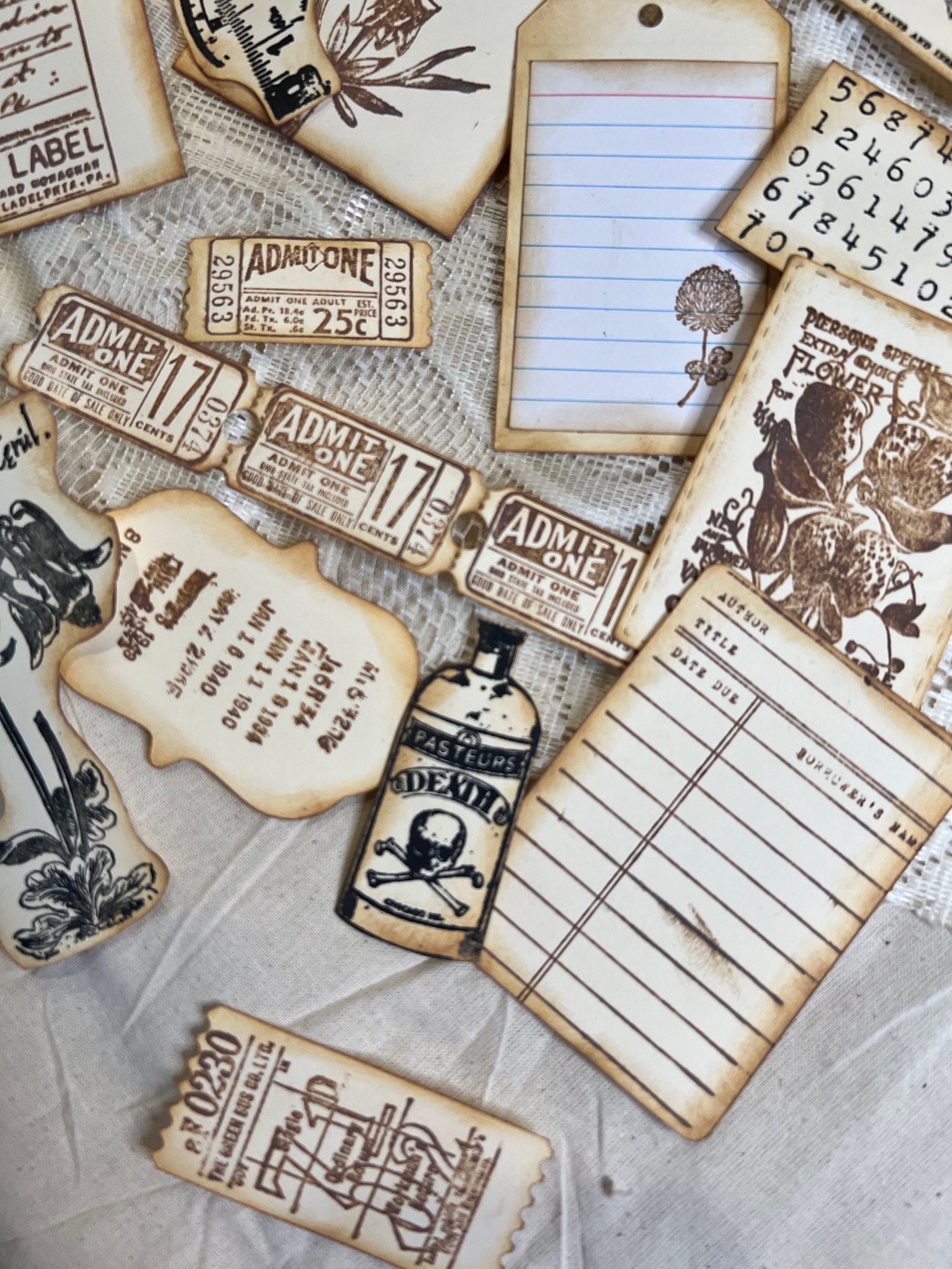 20 Piece Distressed Hand Stamped Emphermafussy Cuts Set Card Makingjunk ...