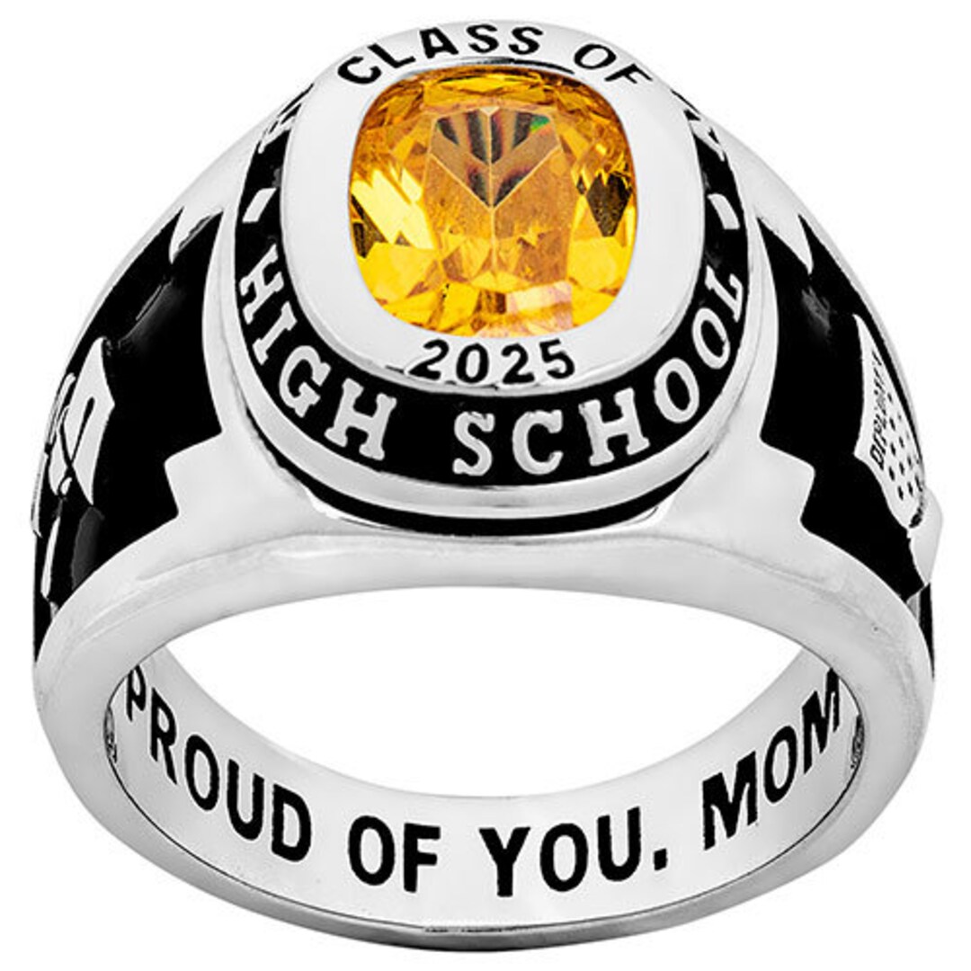 Men's Platinum Plated Celebrium© Traditional Birthstone Class ...