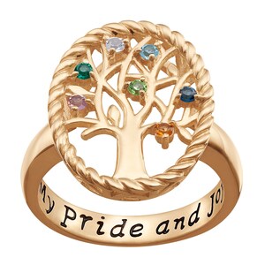 Family Tree Birthstone Ring Available in Rhodium Plated, 14K Gold ...