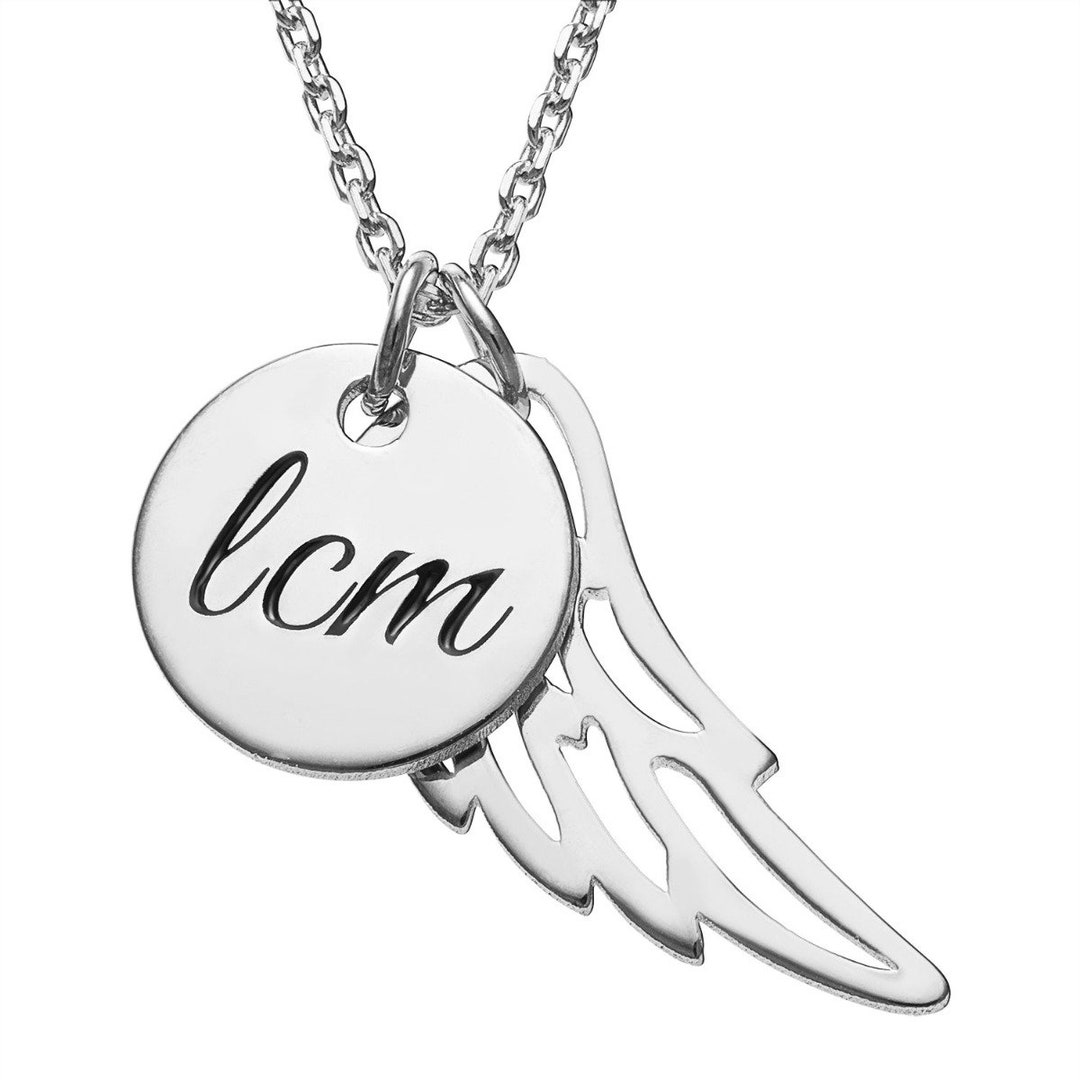 Personalized Angel Wing Necklace. Guardian Angel, Engraved Wing ...