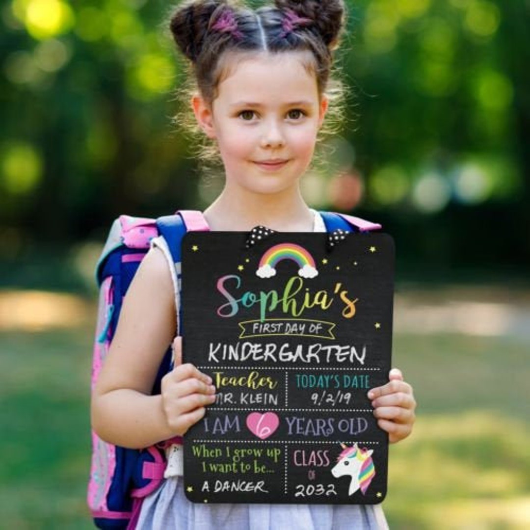 First Day of School Unicorn Dry-erase Sign, Reversible First Day of ...