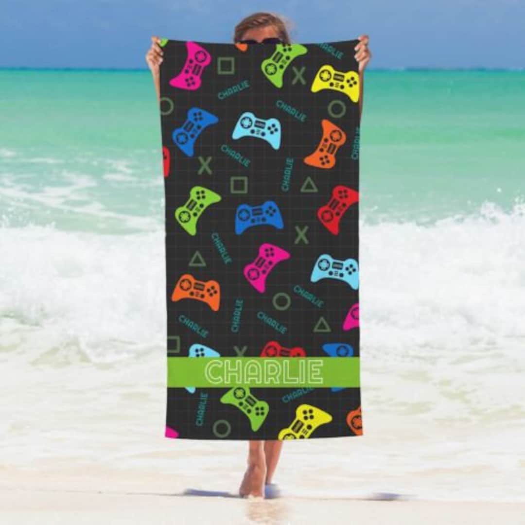Video Gamer Beach Towel for Gamer Lover Gift Personalized Summer Towel ...